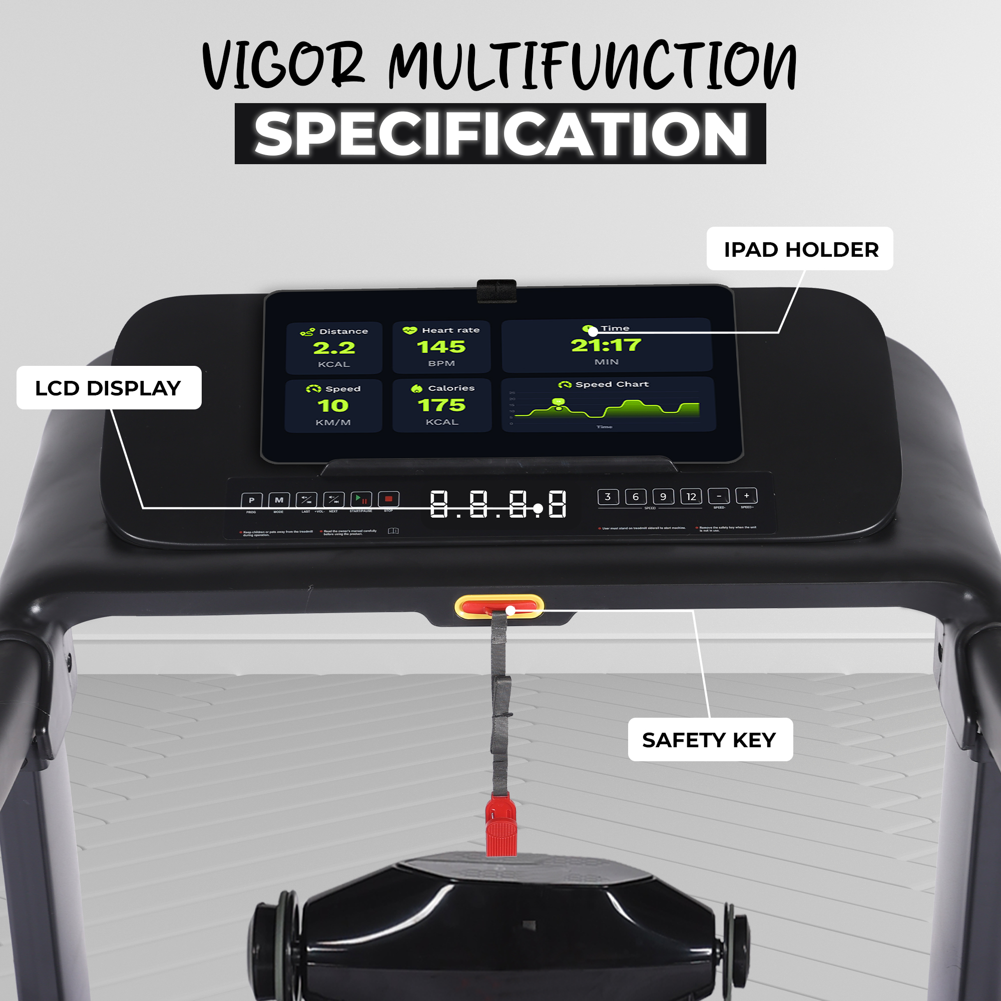 Buy Vigor Multi Function Treadmill by 91Fitness Online | 91 X Durafit ...