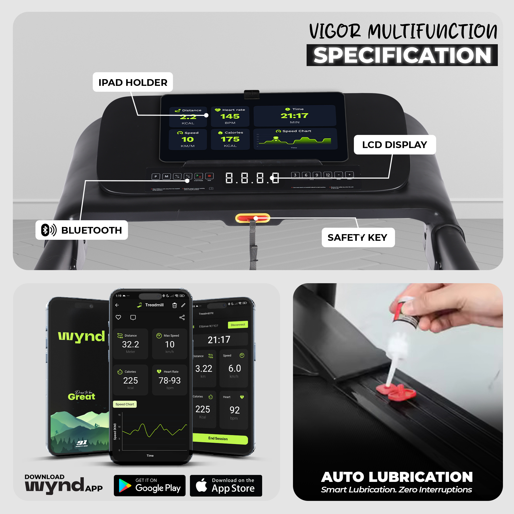 Buy Vigor Multi Function Treadmill by 91Fitness Online | 91 X Durafit ...